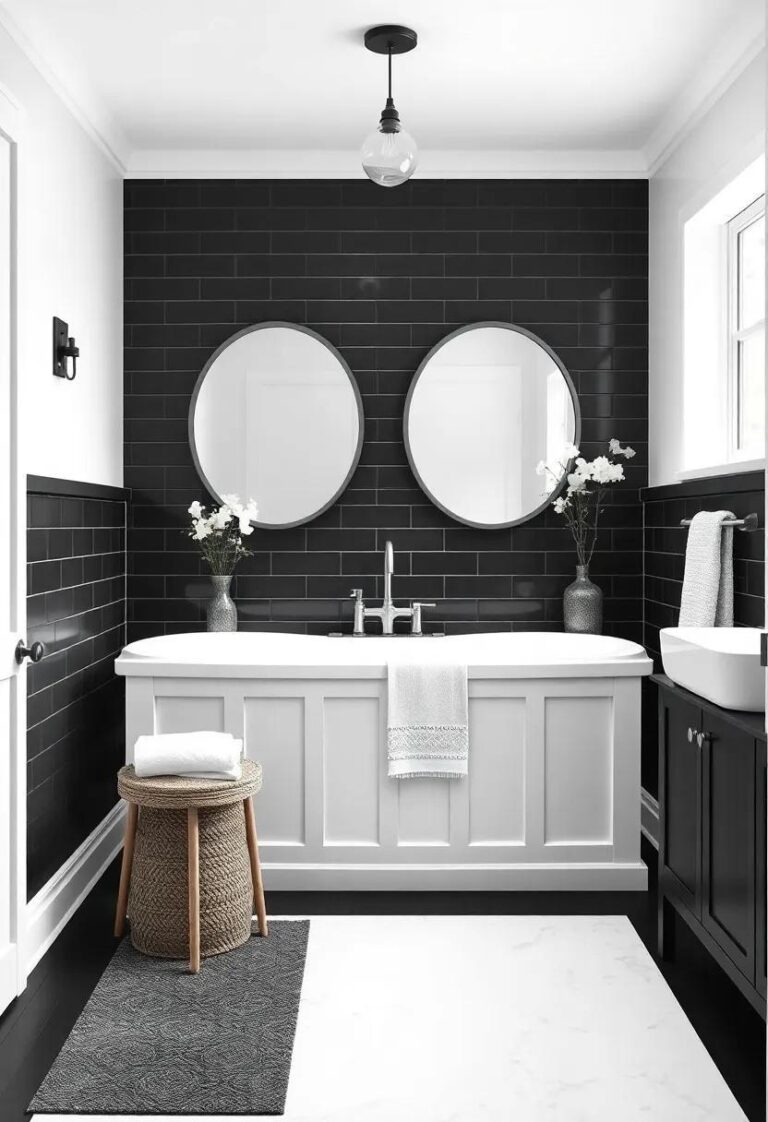 25 Stunning Black and White Farmhouse Bathroom Ideas for Timeless Elegance | Transform Your Space