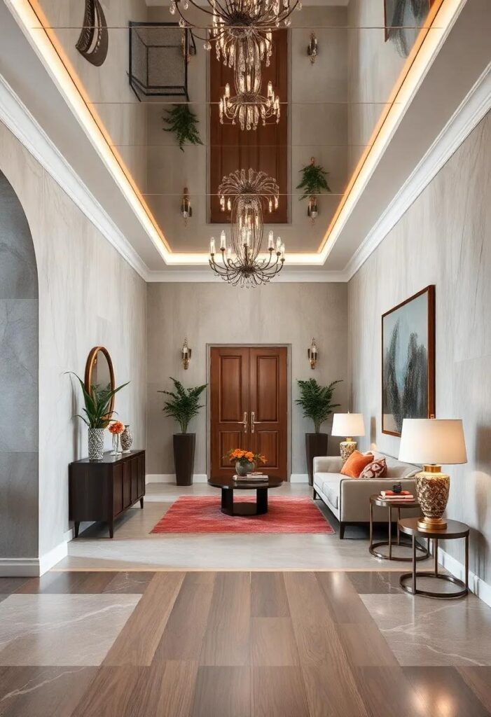 Reflective Grandeur: Elevate Your Entryway with Stunning Mirrored Ceilings